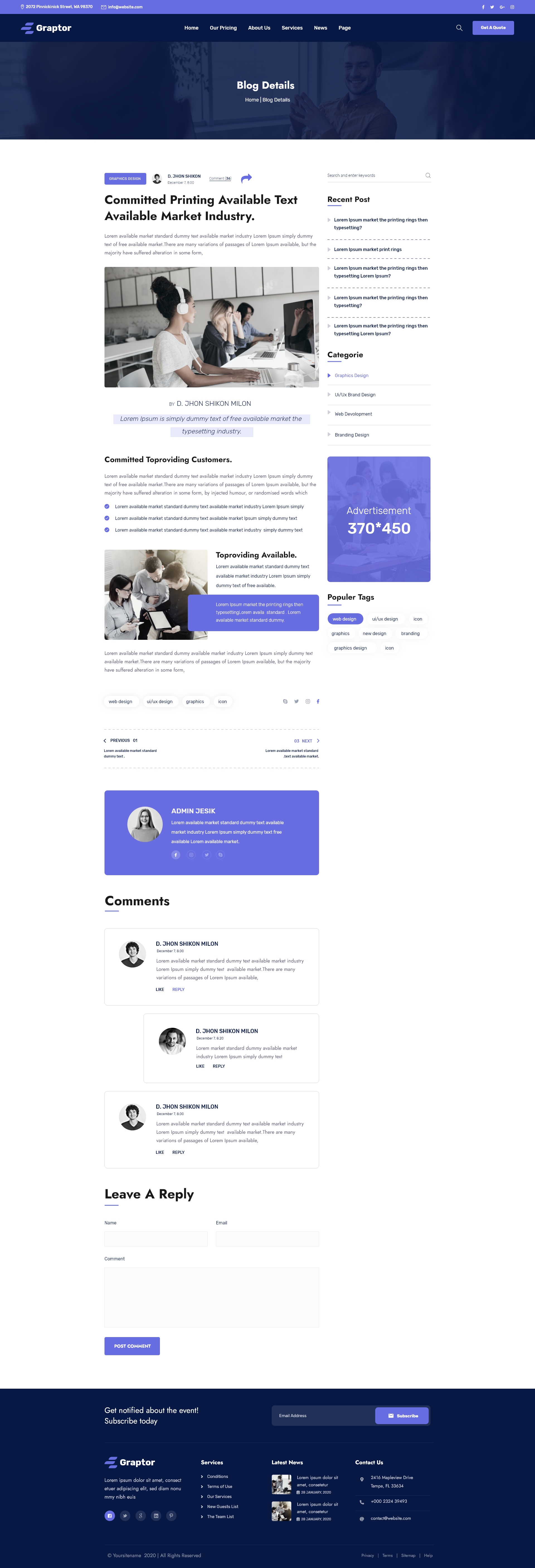 Graptor – Technology & IT Solutions XD Template by Mugli | ThemeForest